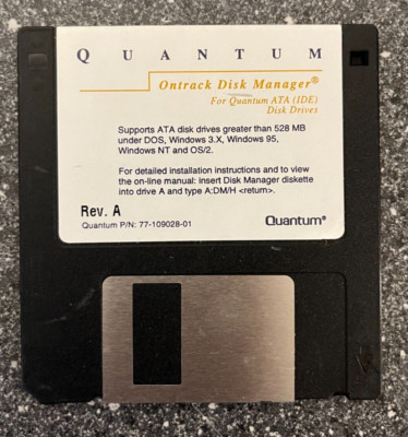 Quantum Ontrack Disk Manager Floppy Disk Rev. A - For Quantum ATA (IDE ...