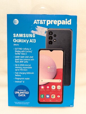 Samsung Galaxy A13 SM-A135U 32GB AT&T Prepaid LTE Smartphone Black | eBay