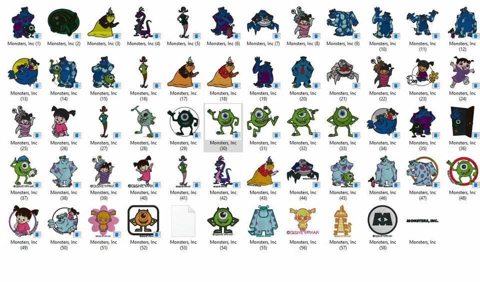 Monsters, Inc. Embroidery Designs (59) - CD/USB/Floppy/PES Mem Card ...