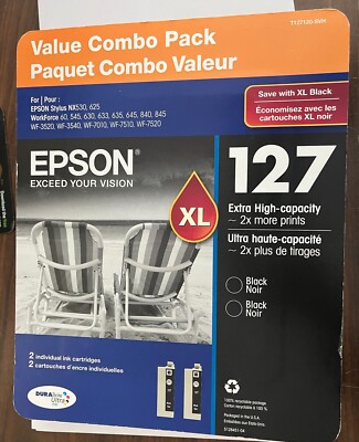 2-PACK EPSON GENUINE 127 BLACK INK WORKFORCE 630 635 645 840 845 | eBay