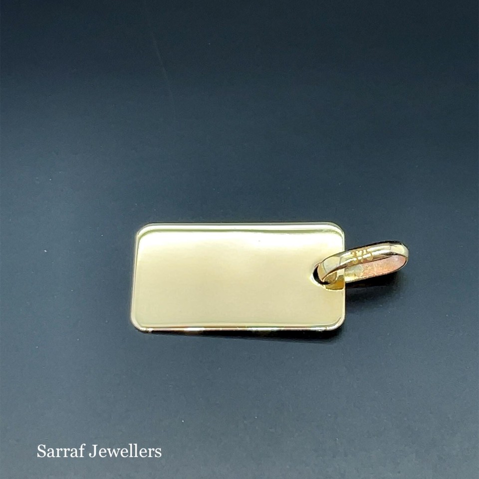 9ct Yellow Gold Plain Dog Tag Pendant Only Free Engraving 375 Stamp ...