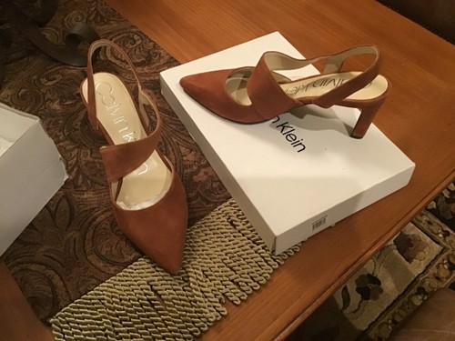 Calvin Klein nwb size 7 coffee colored suede heels | eBay