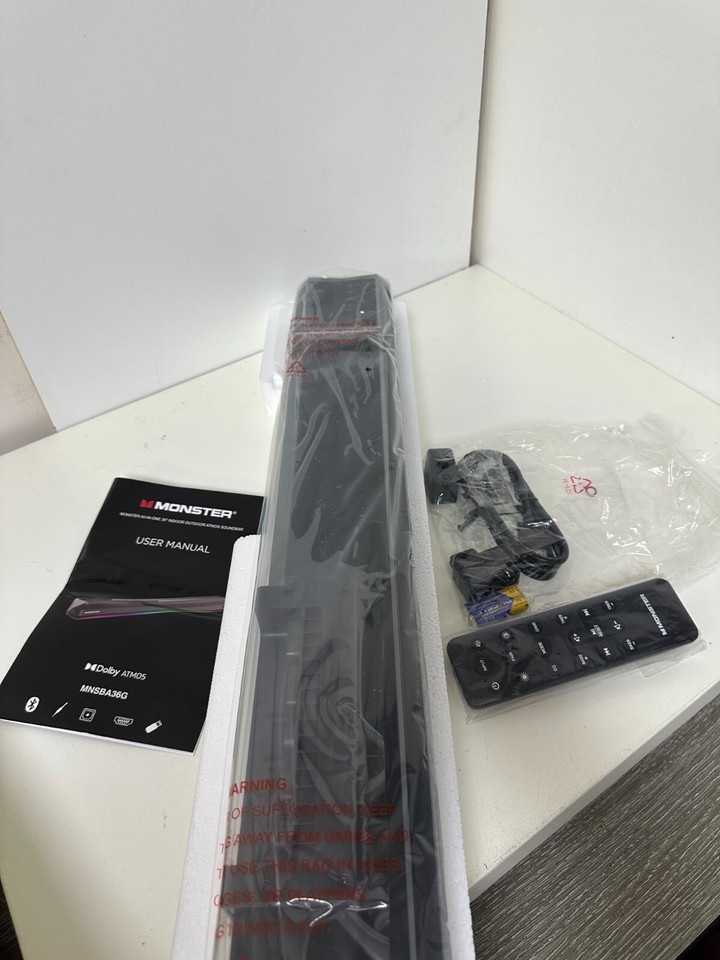 Monster All-In-One 36" Indoor-Outdoor 300W Dolby Atmos Soundbar with ...