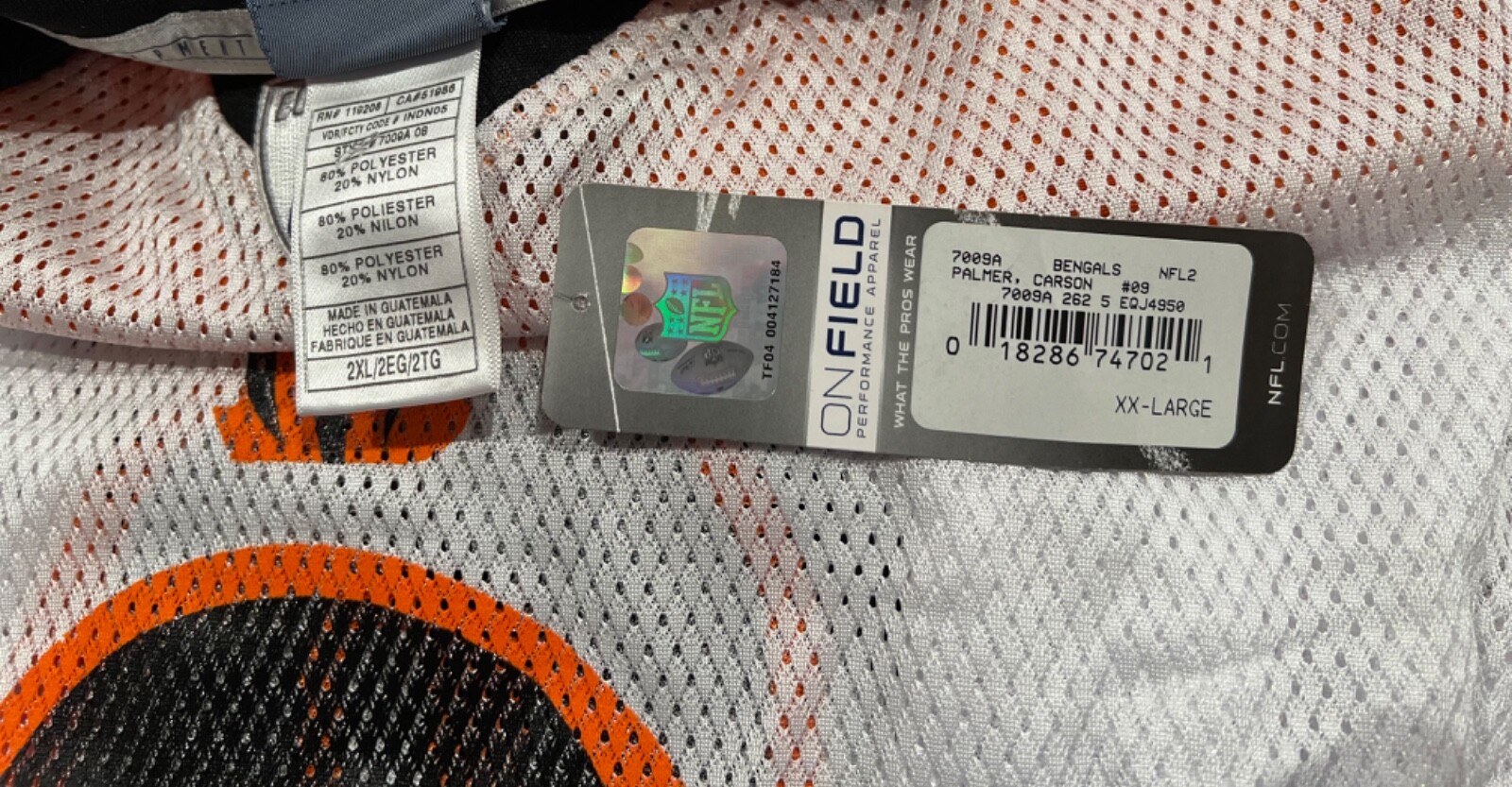 NFL Reebok Carson Palmer Cincinnati Bengals On Field Jersey White ...