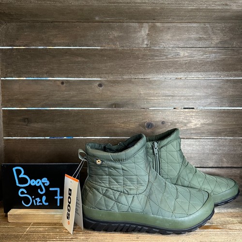 New Womens Bogs Snowday II Green Quilted Insulated Waterproof Ankle ...