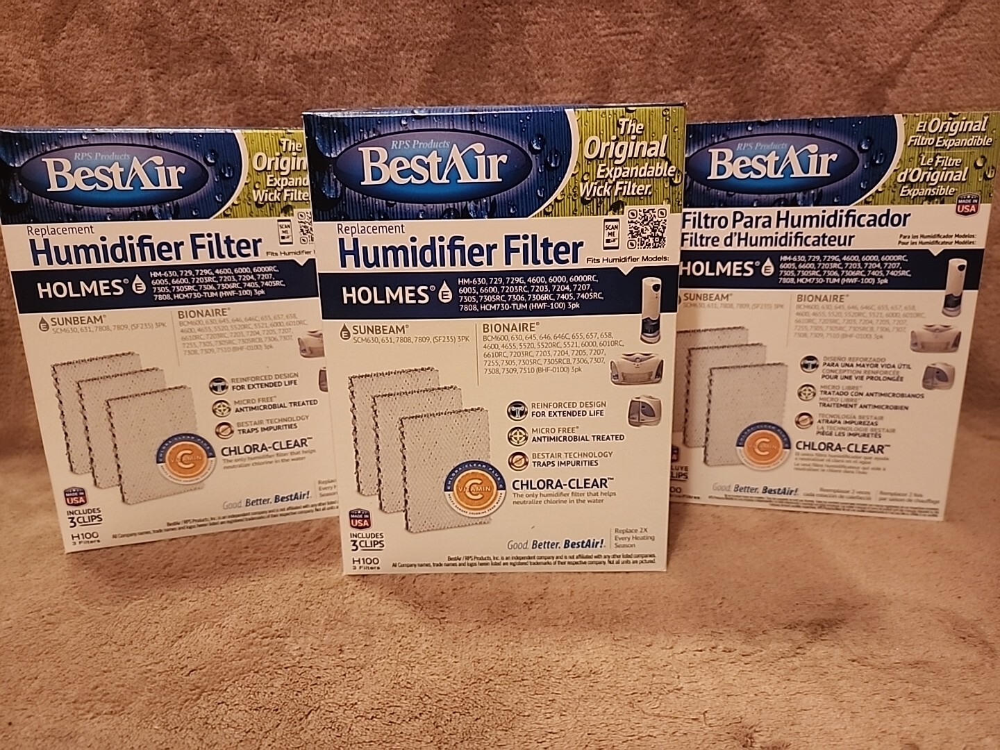 Lot of 3: BestAir H100 Humidifier WickFilter - Each Box Has 3 Filters ...