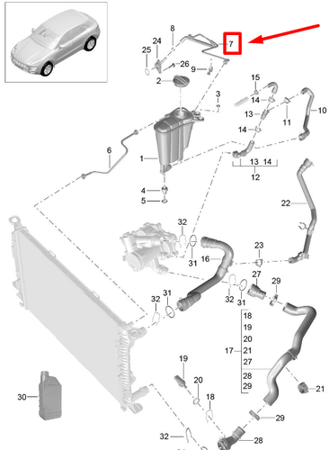 PORSCHE 95B Expansion Tank Breather Line 95B.121.447.A 95B121447A NEW ...