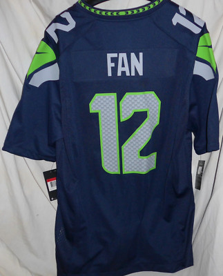 NWT Seattle Seahawks #12 Fan NIKE 12th Man On Field Blue Jersey Men's ...
