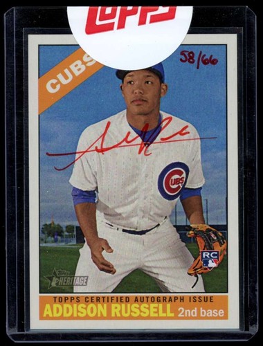 2015 Topps Heritage High Real One Autograph Red Addison Russell Cubs 58 ...