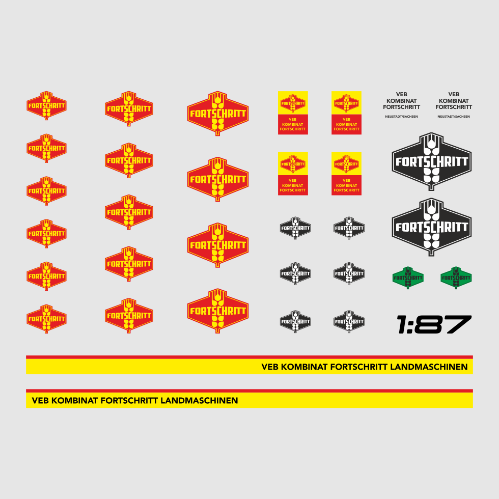 Waterslide Decal 1:87 DDR VEB Fortschritt Landmaschinen Traktor Sachsen ...