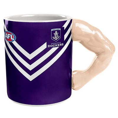Fremantle Dockers Freo AFL Guernsey Coffee Mug Cup Moulded Muscled Arm as Handle | eBay Australia