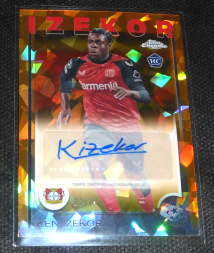 2024-25 TOPPS CHROME UEFA SAPPHIRE KEN IZEKOR AUTO ORANGE REFRACTOR #D ...