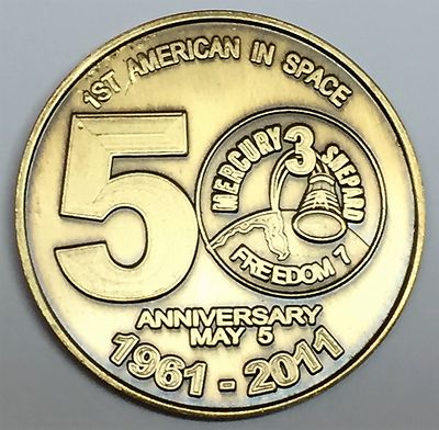 N601 NASA SPACE COIN / MEDAL, 50th ANNIVERSARY OF 1st AMERICAN in SPACE ...