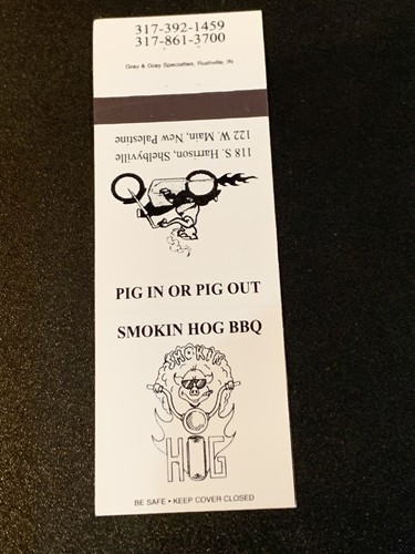 Vintage Matchbook: “SMOKIN HOG BBQ” Motorcycle | eBay