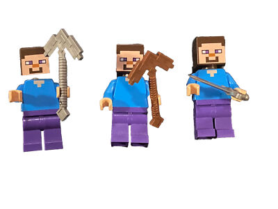 Lot of (3) LEGO Minecraft The Creeper Mini (Steve Purple Pants Mini ...
