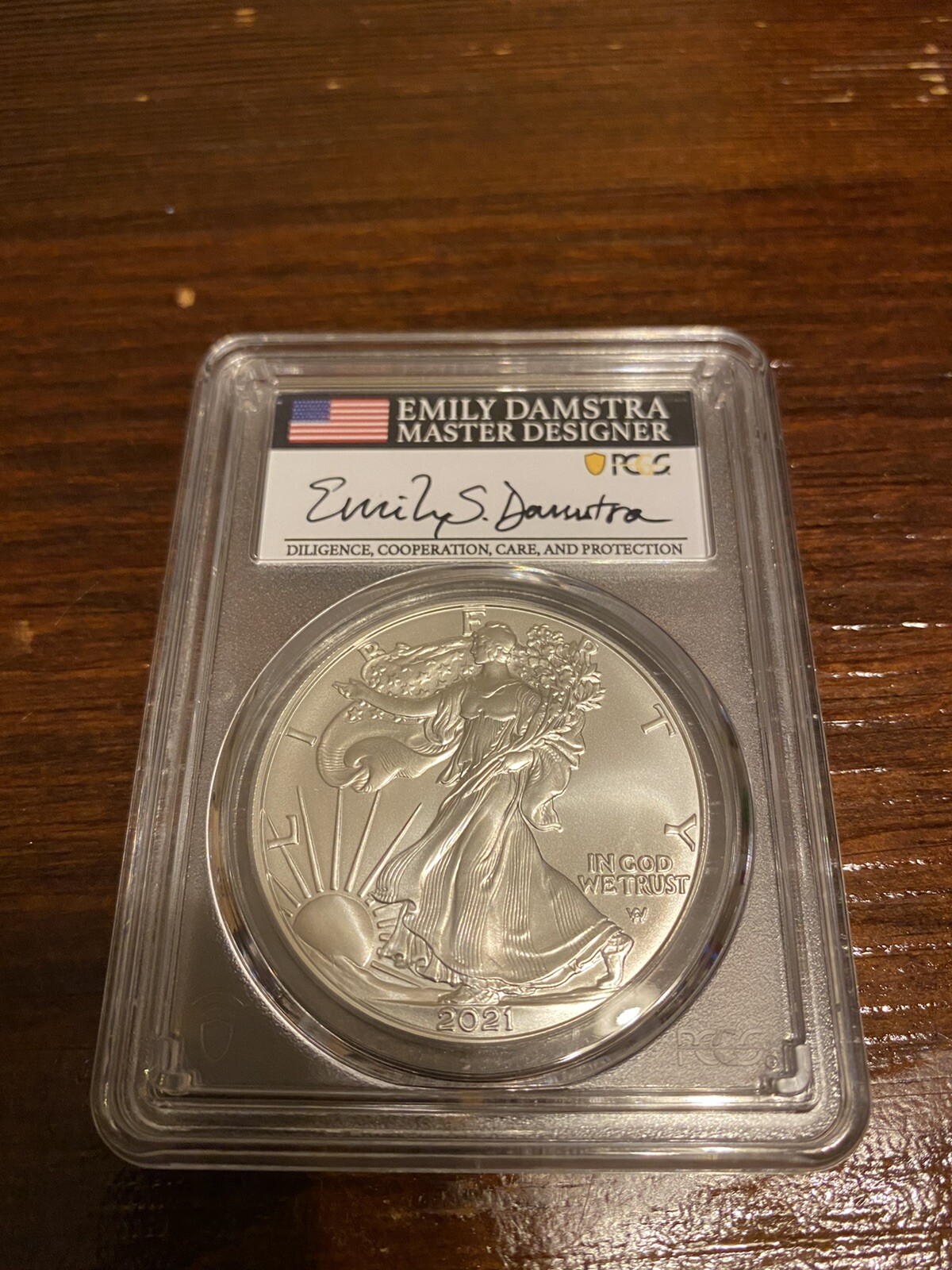 2021 $1 American Eagle T-2 PCGS MS70 FIRST STRIKE EMILY DAMSTRA SIGNED ...