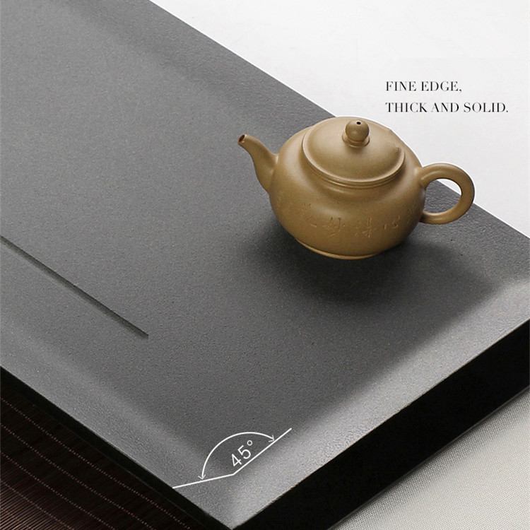 Complete Stone Weighted Tea Tray Chinese Words Carved Black Stone Tea ...