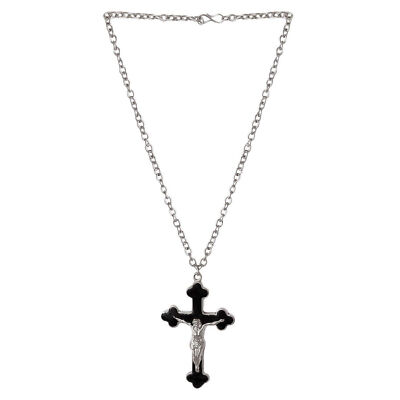 Stylish Christian Silver Plated Jesus Cross Chain Necklace for unisex ...