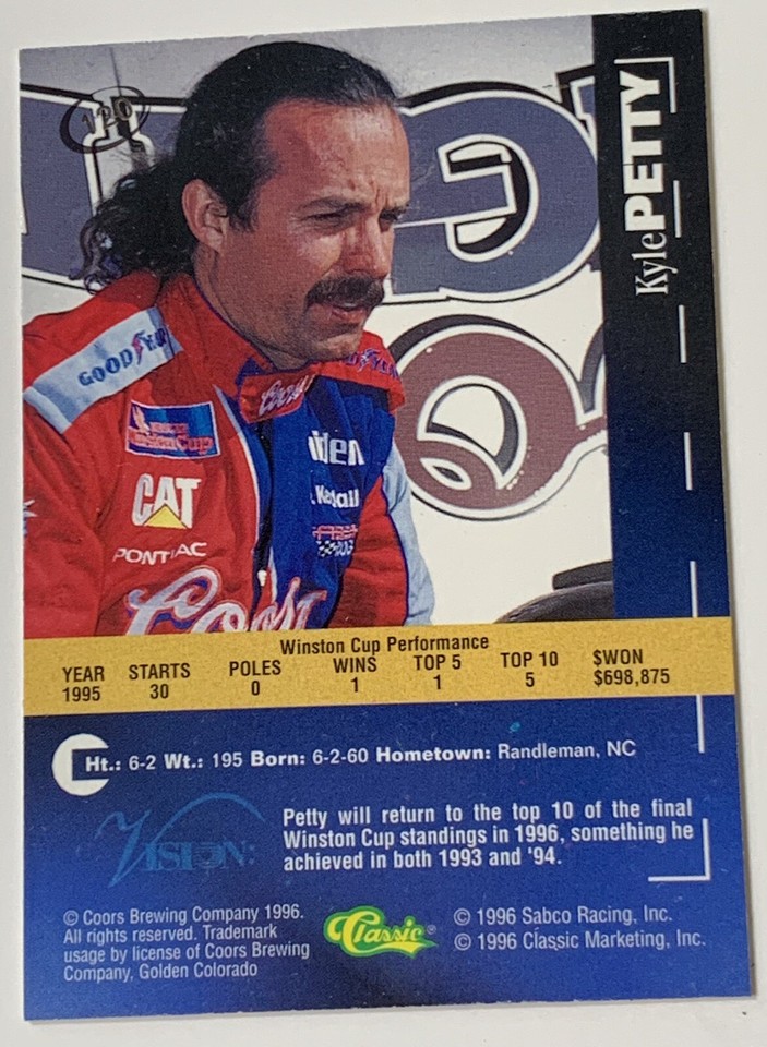 1996 Classic Visions Kyle Petty card #120 | eBay