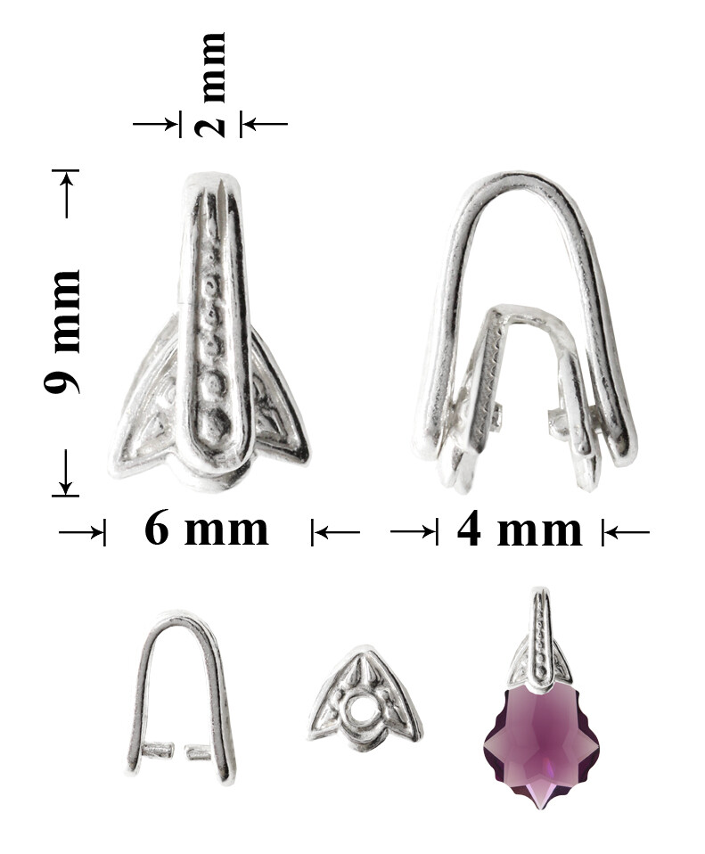 Sterling Silver Pinch Bails Cap Loop 9x6mm for Crystals * Findings | eBay