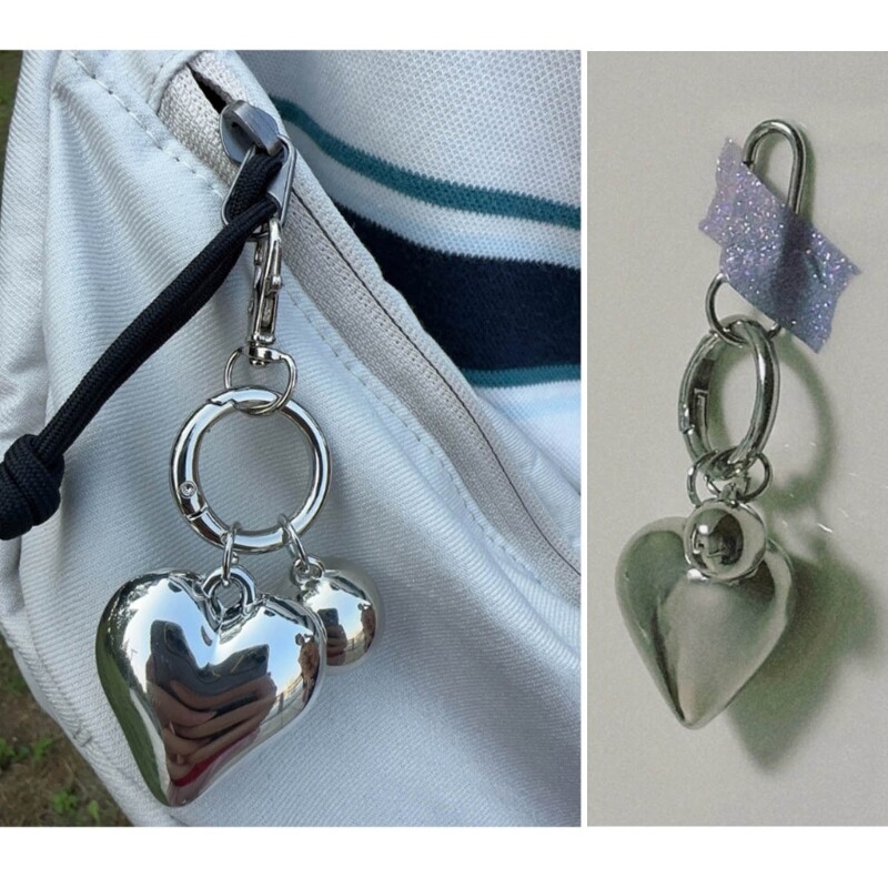 Fashionable Heart Keychain Silver Metal Key Pendant Girls Handbag ...