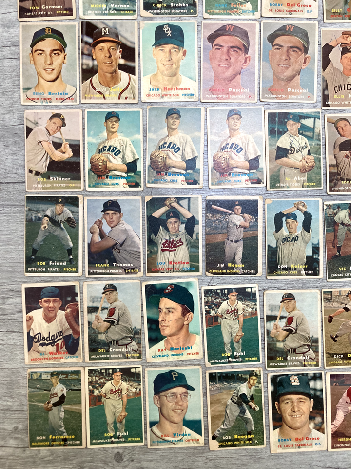 Lot of 379 1957 Topps Baseball Cards - Minoso Newcombe Furillo Herzog ...
