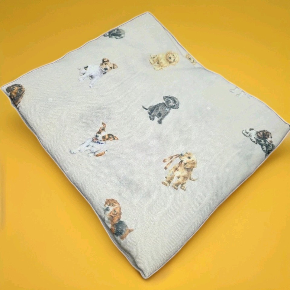 Luxury Dog Print Scarf Cream Neutral Puppy Pattern Elegant Lightweight ...