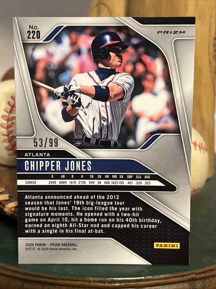 2025 Panini Prizm - Chipper Jones - Red Power Refractor /99 Braves | eBay