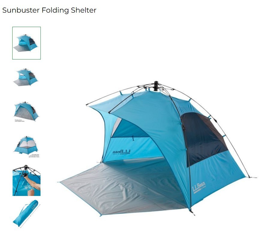 L.L. Bean Sunbuster Beach Shelter w/ Privacy Screen & Carry Bag ...
