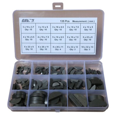 135Pcs Woodruff Keys Half Moon Set Semicircle Bond Key Hardware ...