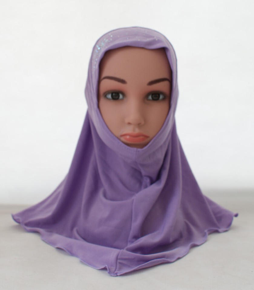 Kids Girls Muslim Turban Islamic Hijab Arab Underscarf Headwear Shawl ...