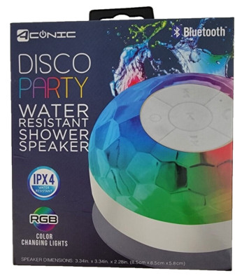 Aconic Disco Party Water Resistant Shower Bluetooth Light Up Speaker ...
