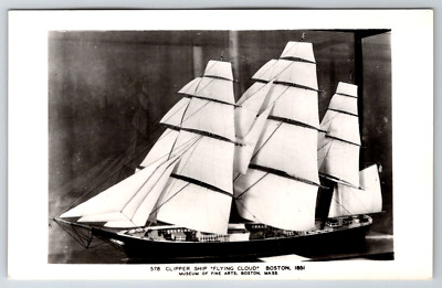 RPPC Clipper Flying Cloud Model Ship MA Museum of Fine Arts Real Photo ...