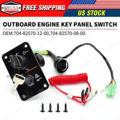 NEW Outboard Single Engine Key Switch Assembly Panel Fits Yamaha 704 ...