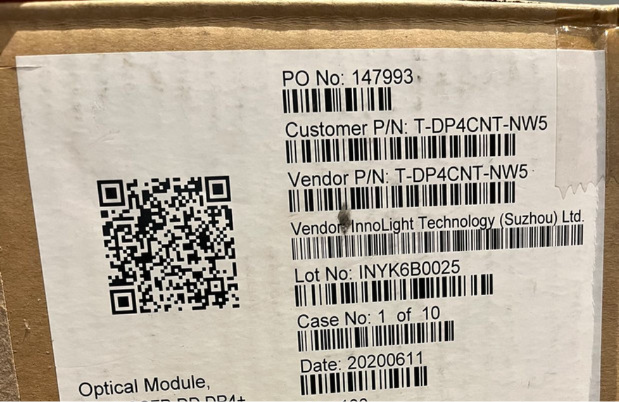 INNOLIGHT T-DP4CNT-NW5 OPTICAL 400G QSFP-DD DR4+ 1310NM TRANSCEIVER ...