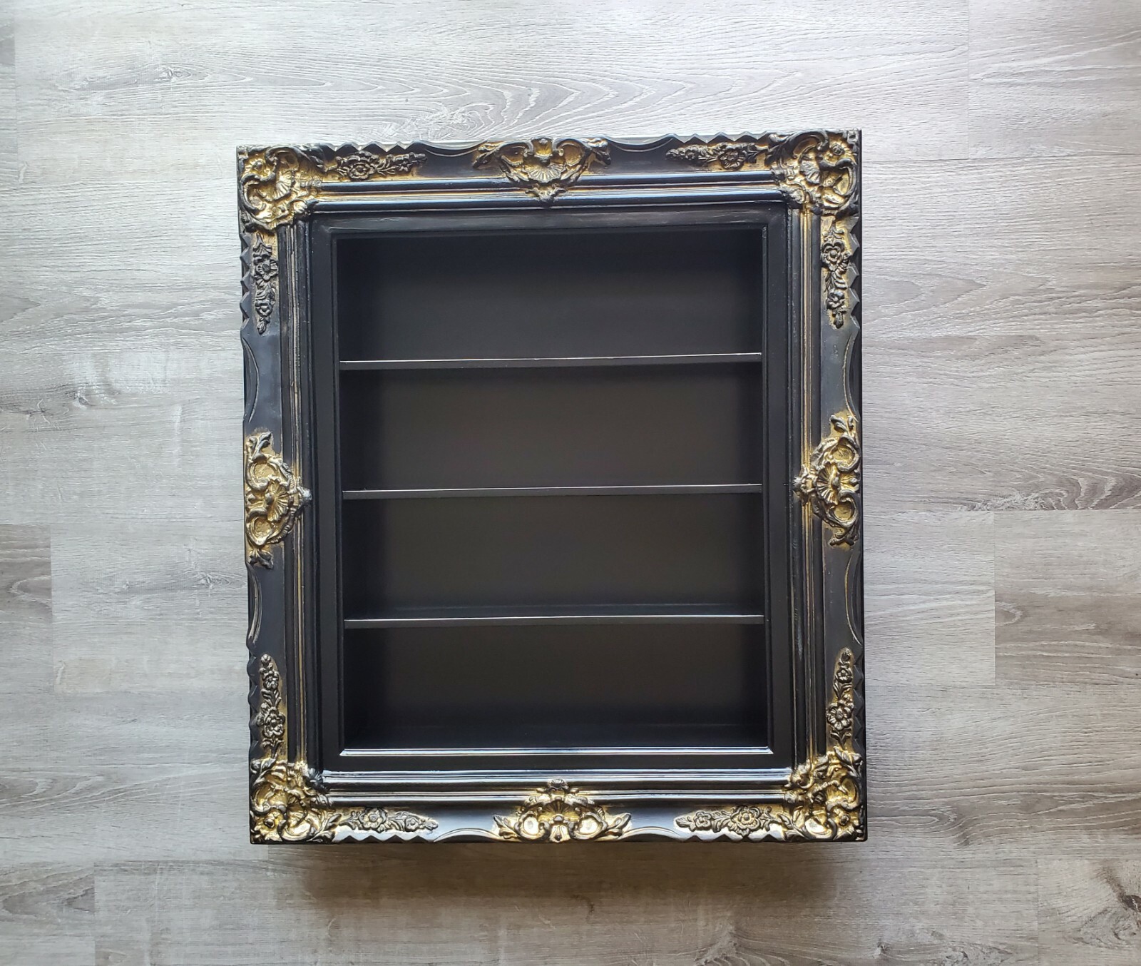 20x24 Black Wall Frame Display with Shelves, Spice Rack, Essential Oil ...
