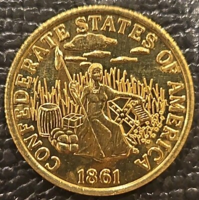 1861 CONFEDERATE STATES OF AMERICA TOKEN CSA MEDAL CIVIL WAR COIN $5 ...