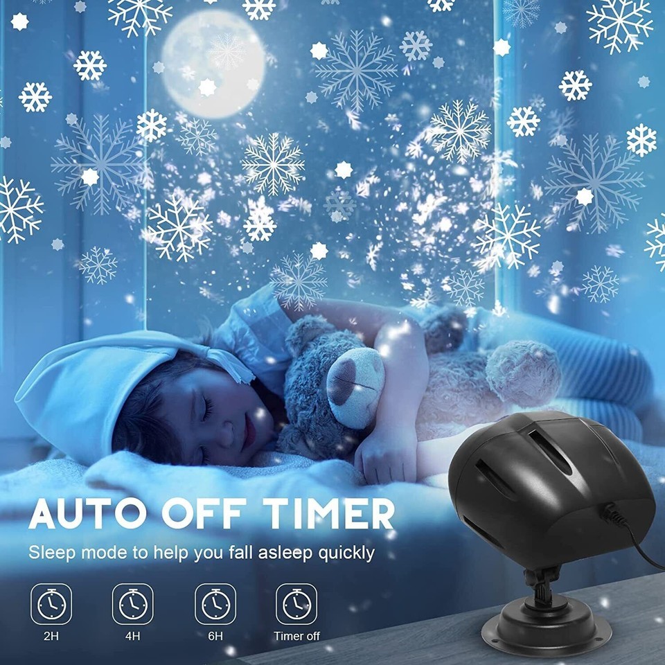Christmas Snowflake Projector Moving Snowfall Laser Light Outdoor ...