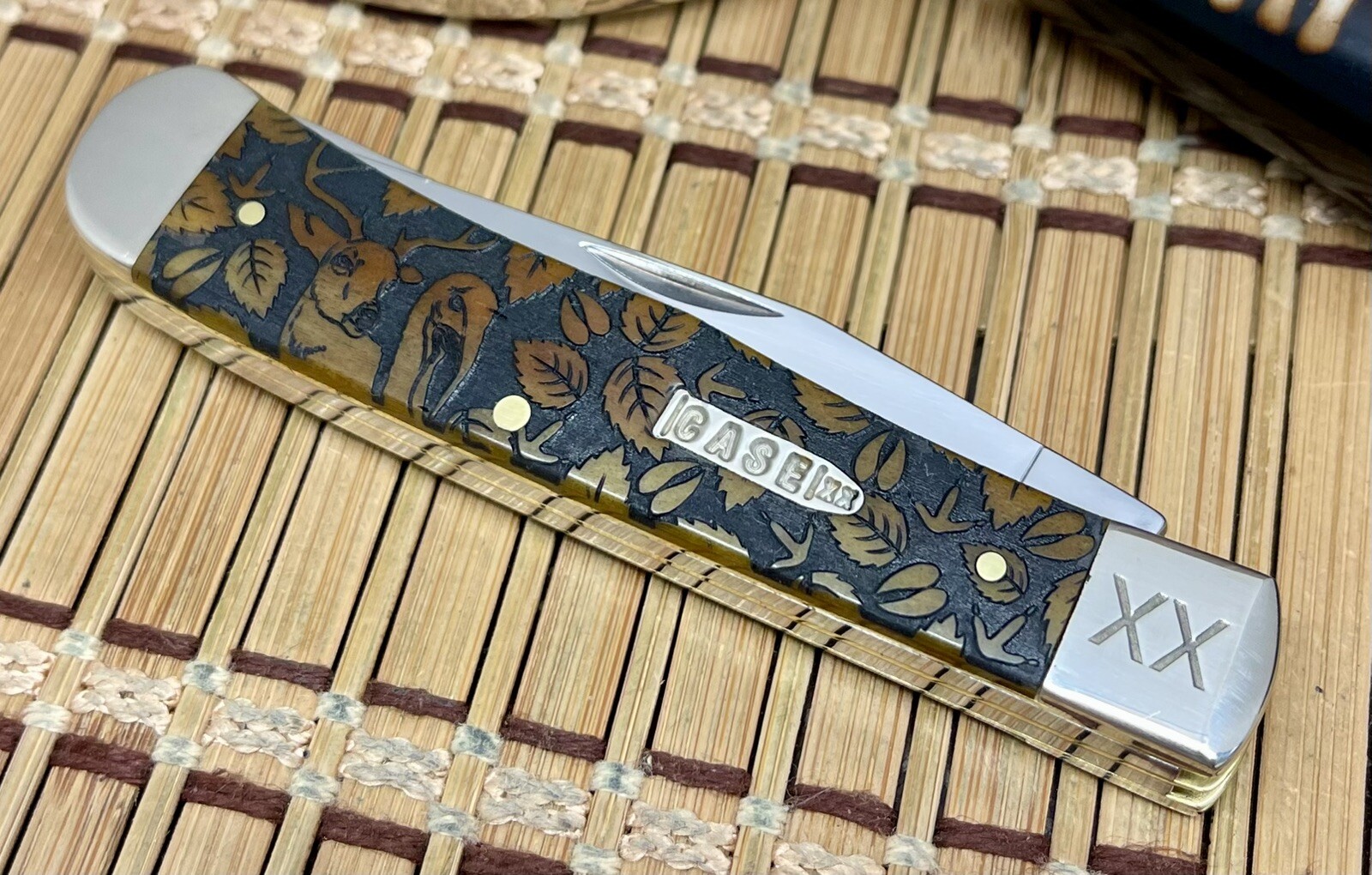 Case XX USA Antique Bone Strut & Rut Turkey & Deer 1/500 Trapper Pocket ...