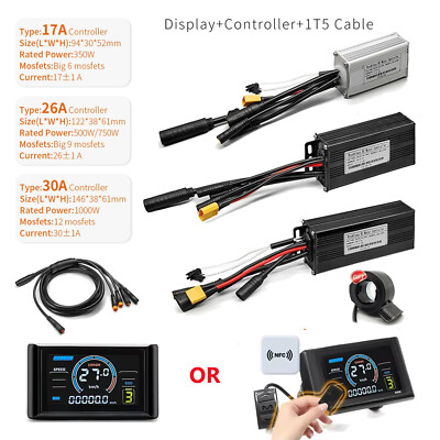 Ebike 24V-48V 17A 26A 30A Sine Wave Controller+S966 Display for 250W ...