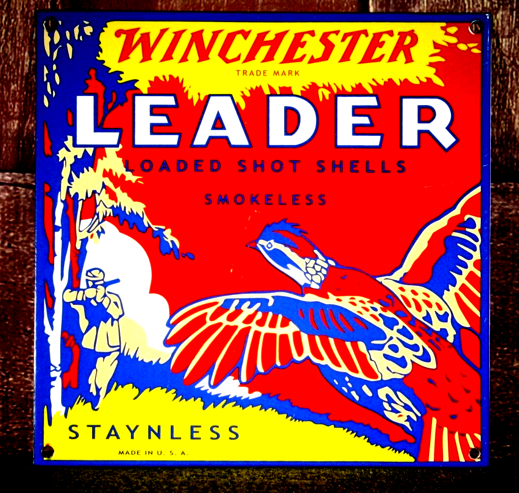 WINCHESTER LEADER - SHOT SHELLS PORCELAIN COLLECTIBLE, RUSTIC ...