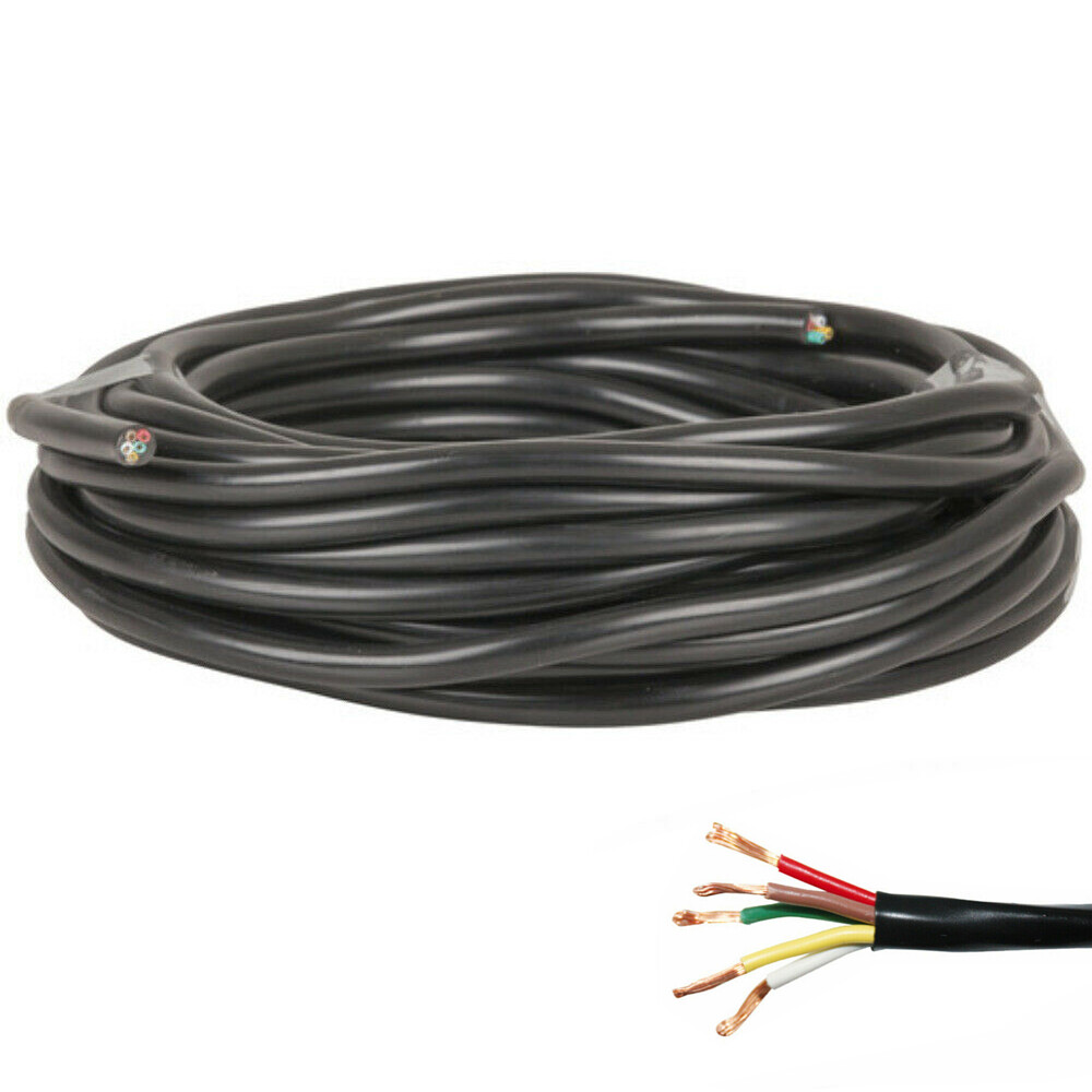 10M 5 Core Wire Trailer Cable 7 Pin Flat Plug Connector Caravan Boat ...