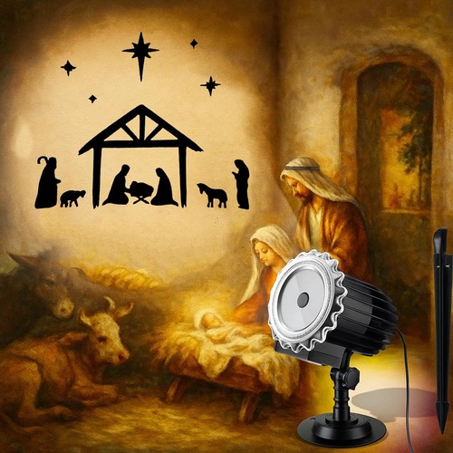 Tuanse Christmas Nativity Outdoor Projector Rotating Nativity Scene ...
