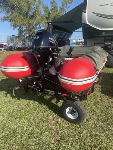 Tru Kit Inflatable Catamaran Discovery 330 Racing Red With 9.9 Mercury ...