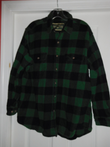 Field & Stream Men's Heavy Flannel Shirt Jacket Green & Black Plaid ...