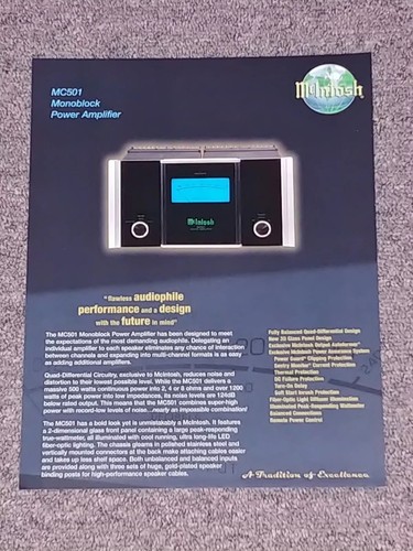McIntosh MC501 Monoblock Power Amplifier Original Sales Brochure | eBay
