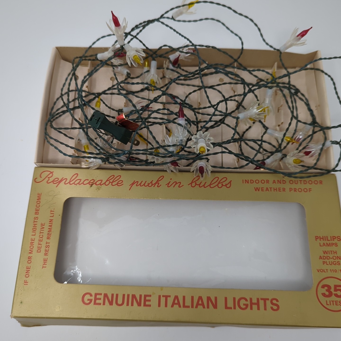 Vintage Genuine Italian Philips Bulbs Miniature Tulip String Lites 35 ...