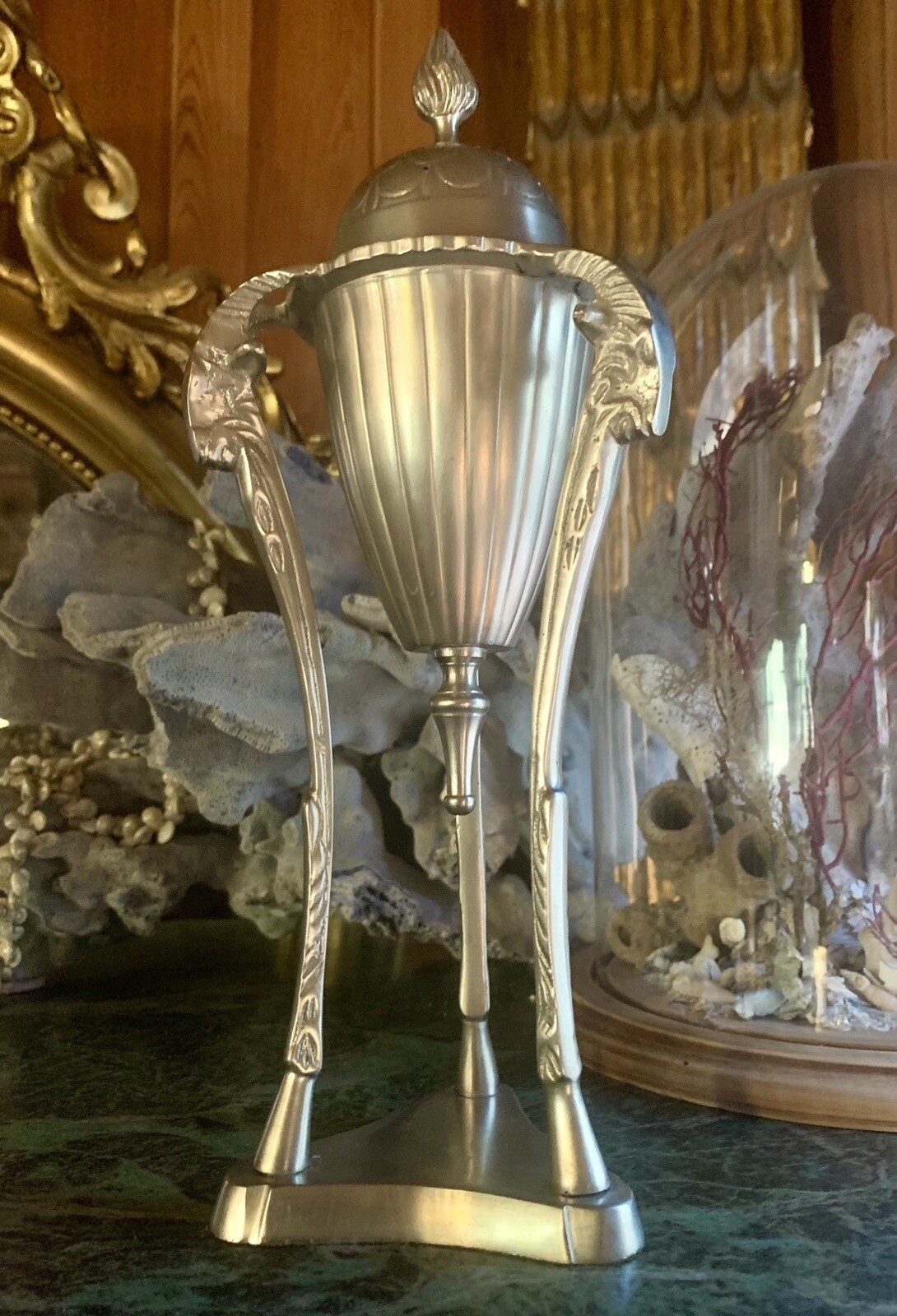 Vintage ceremonial Pan devil head pagan witch white brass incense ...