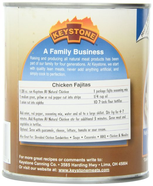6 Pack Keystone Meat All Natural Canned Chicken, 28 Ounce Long Term ...