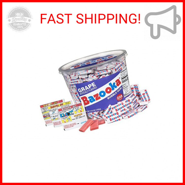 Bazooka Bubble Gum 225 Count Individually Wrapped Chewing Gum - Grape ...